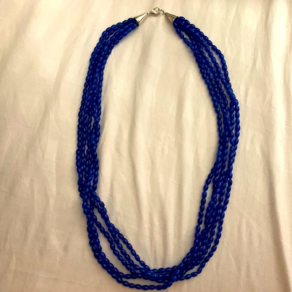 Jewelry | Beautiful 5 Strand Necklace With Dark Cobalt Blue Beads ...